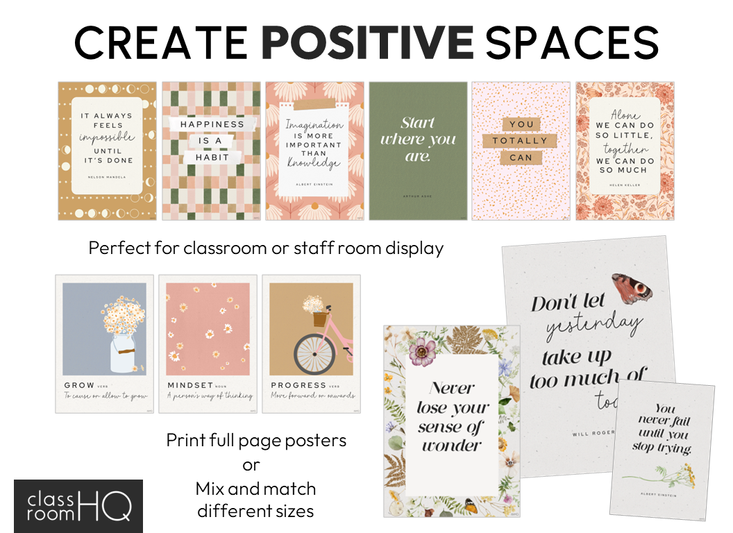 COTTAGECORE Inspirational Classroom Posters | Made By Teachers