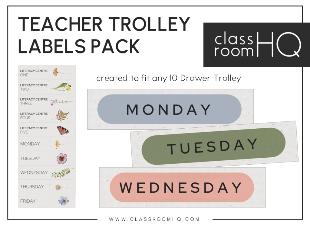 COTTAGECORE 10 Drawer Teacher Rolling Cart Trolley | Made By Teachers