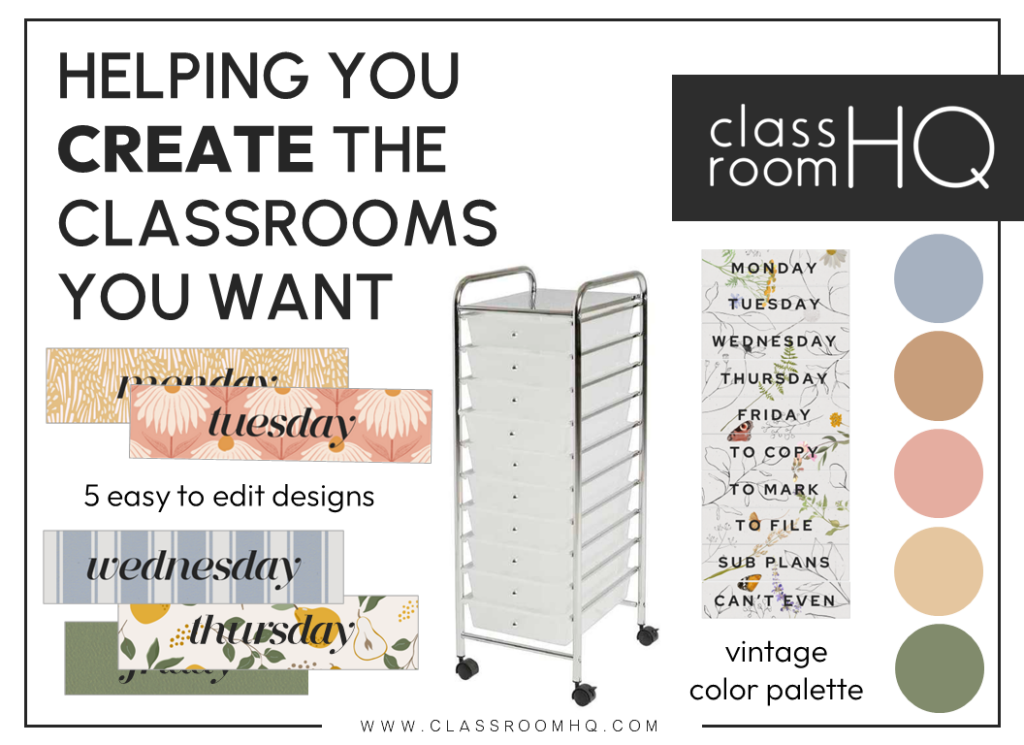 COTTAGECORE 10 Drawer Teacher Rolling Cart Trolley | Made By Teachers