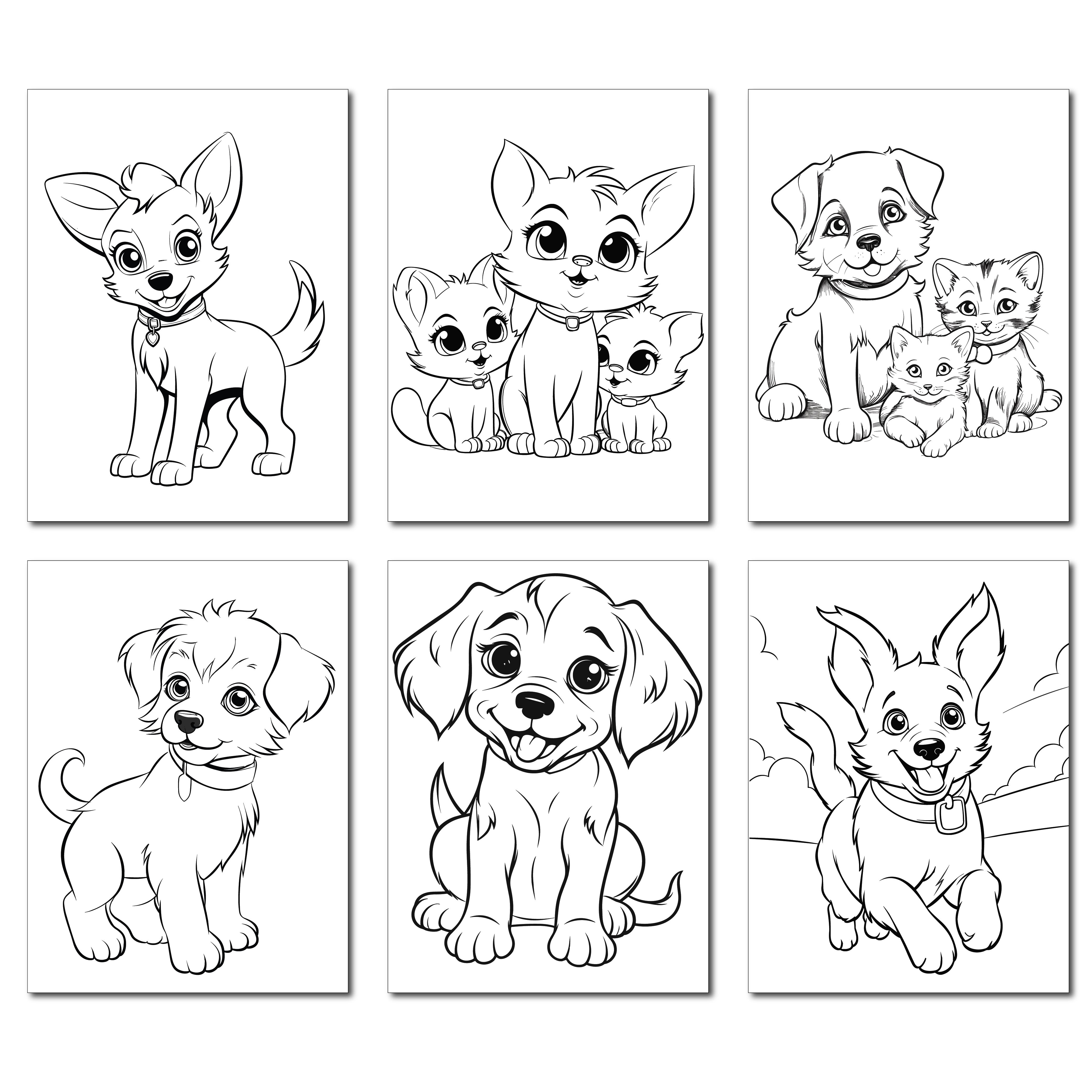 Cute Dogs Coloring Pages For Kids Age 4-8 : 12 Adorable Cartoon Dogs ...