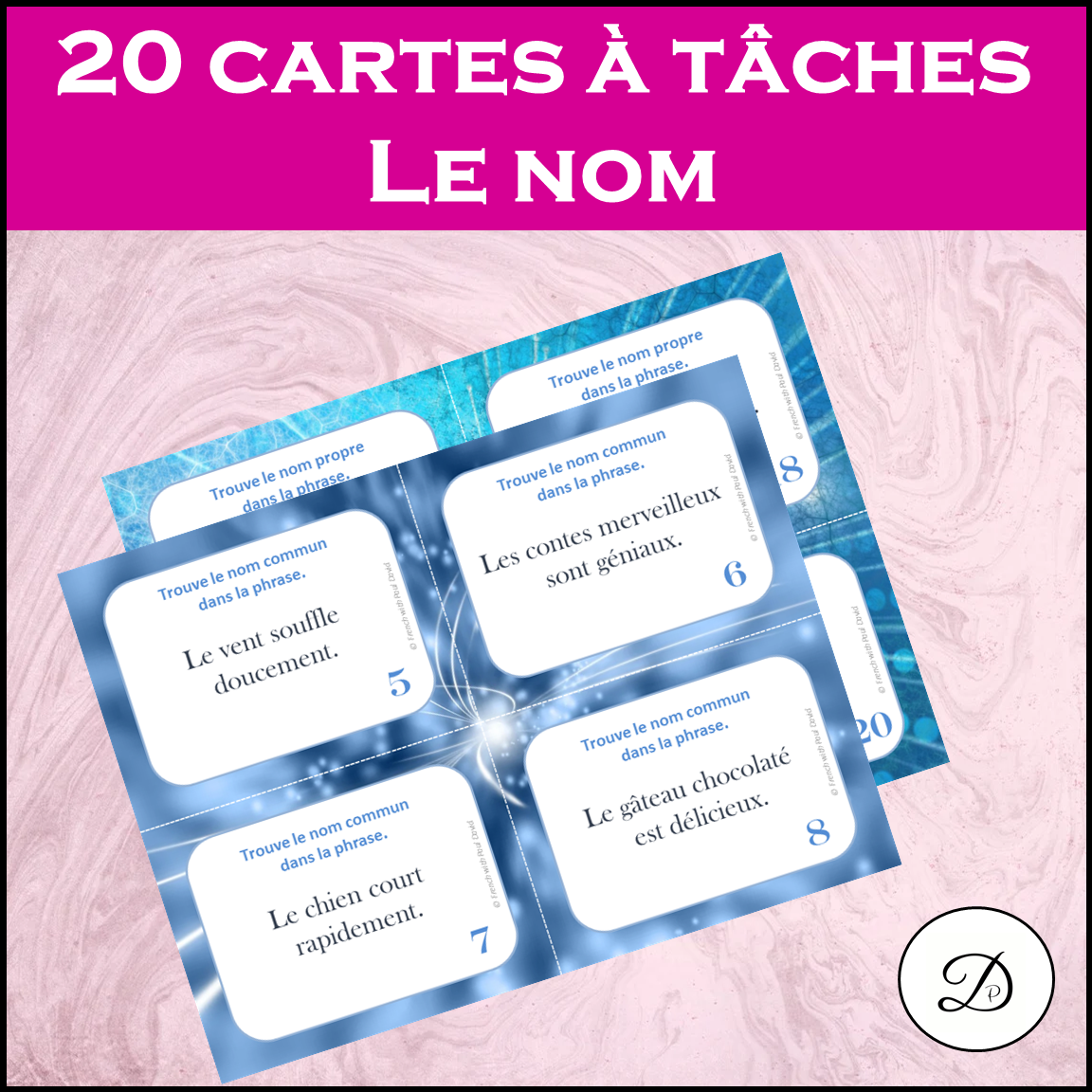 20 cartes à tâches - Le nom / FRENCH GRAMMAR TASK CARDS | Made By Teachers