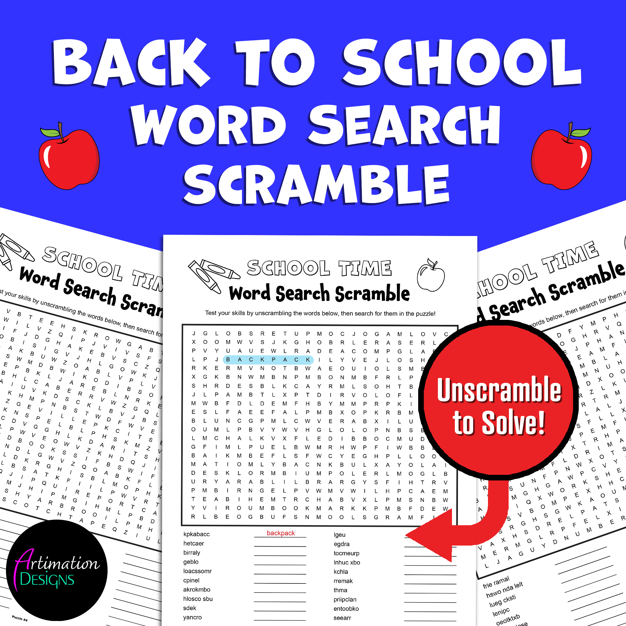 Back to School Word Search Scramble | First Week of School | Word Game ...