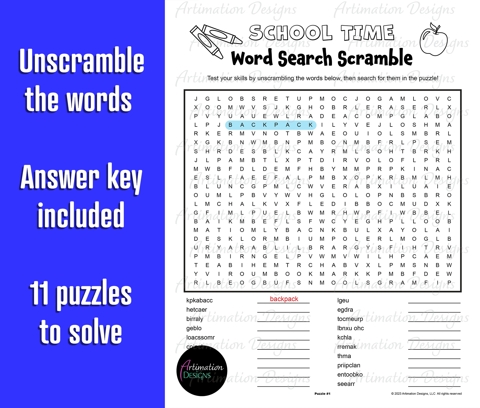 Back to School Word Search Scramble | First Week of School | Word Game ...