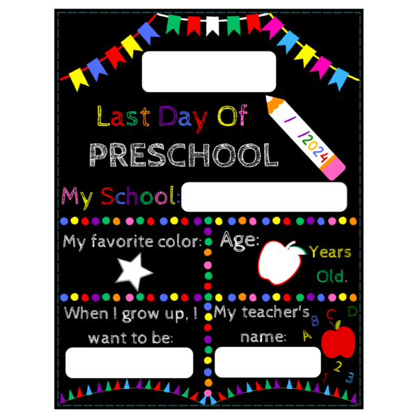 first Day of preschool Sign -first and last Day of School Sign ...