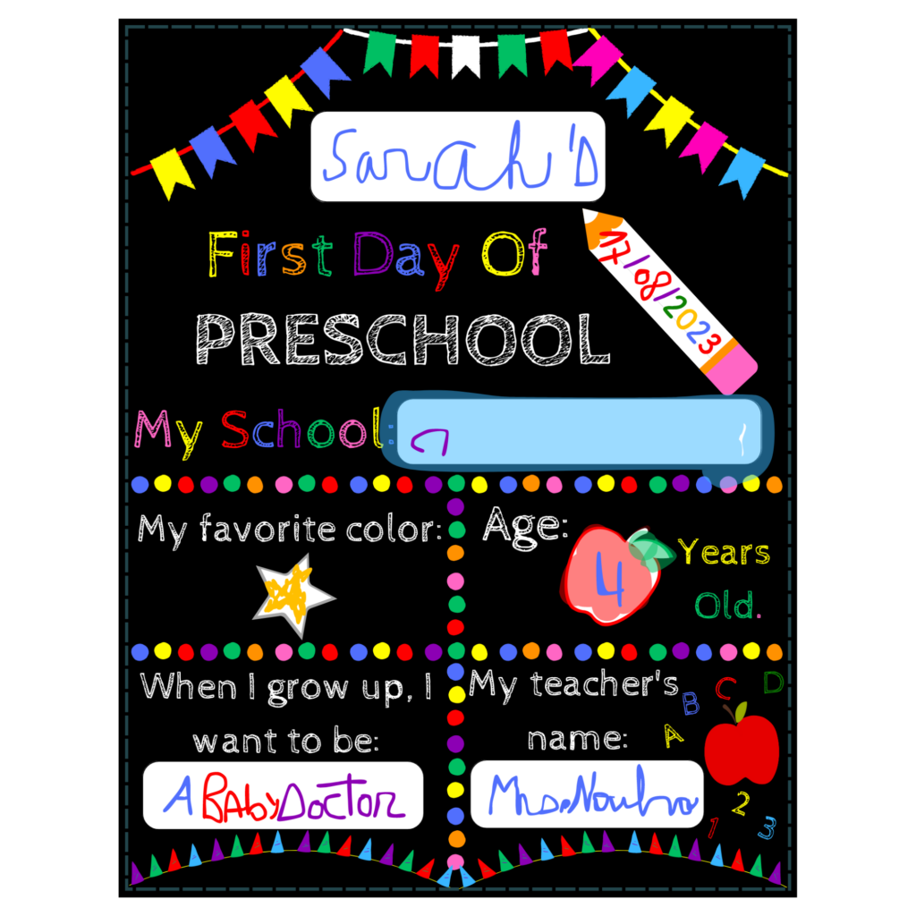 first Day of preschool Sign -first and last Day of School Sign ...