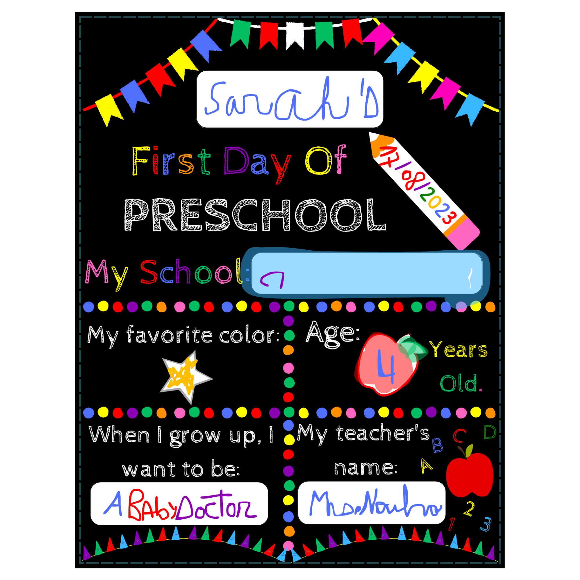 first Day of preschool Sign -first and last Day of School Sign ...