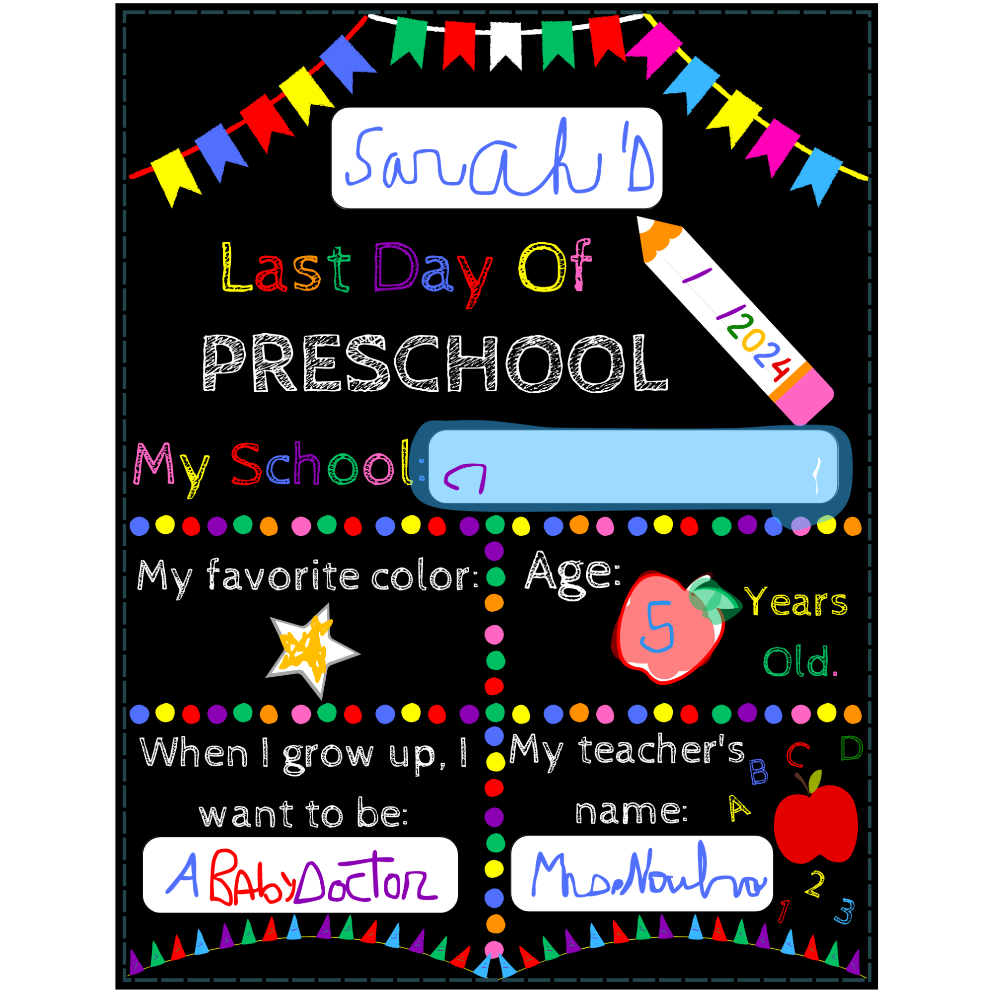 first Day of preschool Sign -first and last Day of School Sign ...