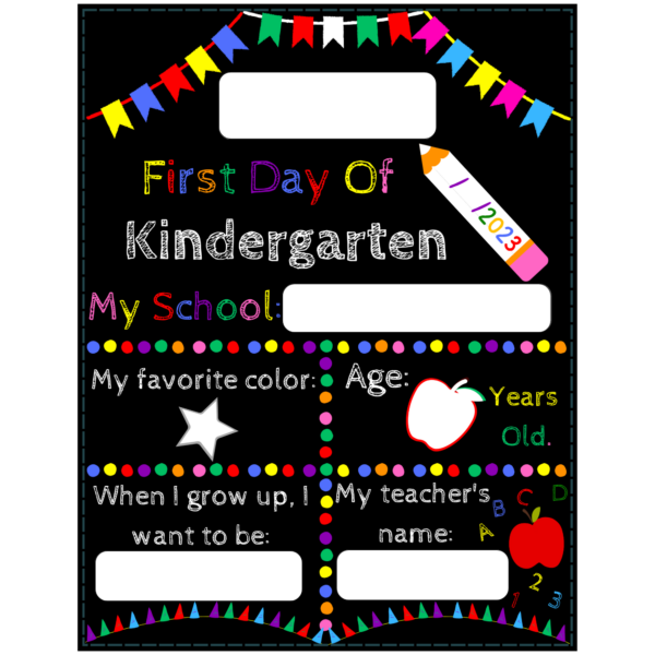 first Day of Kindergarten Sign -first and last Day of School Sign ...