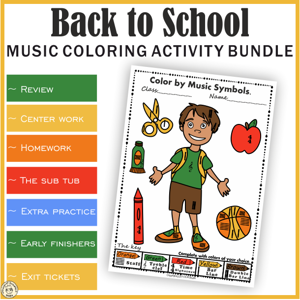 Back to School Music Coloring Sheets | Color by Note | Bundle | Made By ...