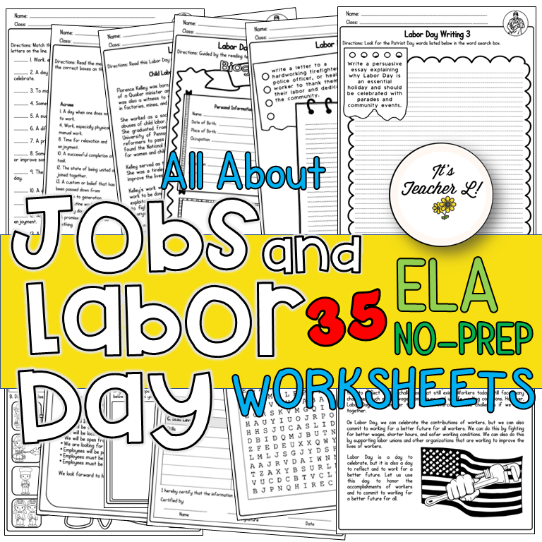 Jobs | Labor Day No-Prep ELA Worksheets | Made By Teachers