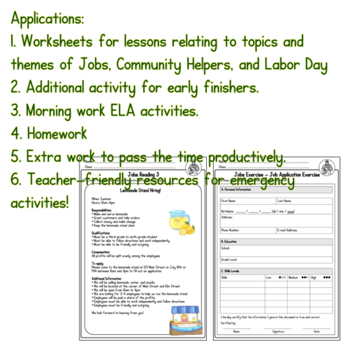 Jobs | Labor Day No-Prep ELA Worksheets | Made By Teachers