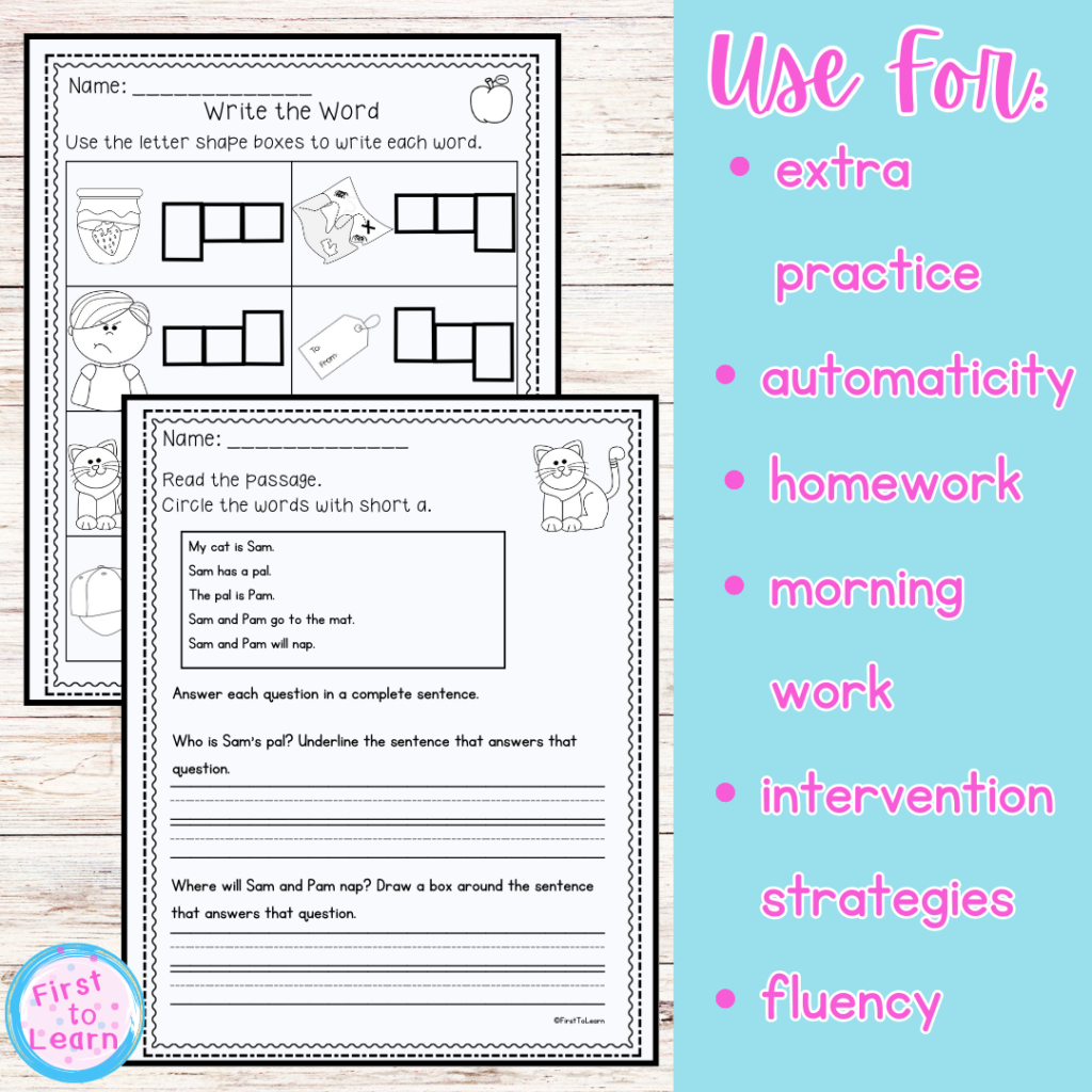 Short a Worksheets and Activities No Prep SOR Aligned | Made By Teachers
