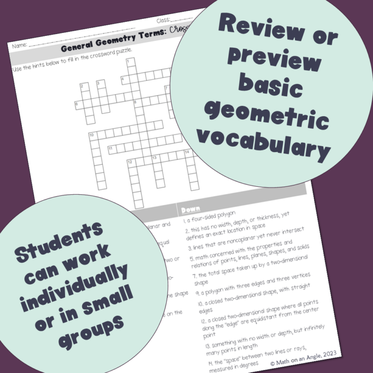 Geometry Crossword Puzzle - Made By Teachers