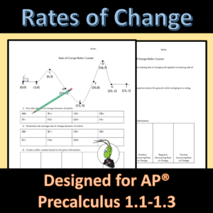 Rate of Change AP® Precalculus 1.2-1.3 Roller Coaster Activity | Made ...