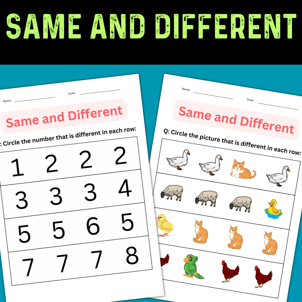 printable same and different worksheets for kindergarten | Made By Teachers