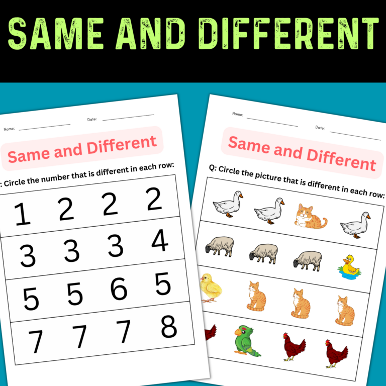 printable same and different worksheets for kindergarten | Made By Teachers