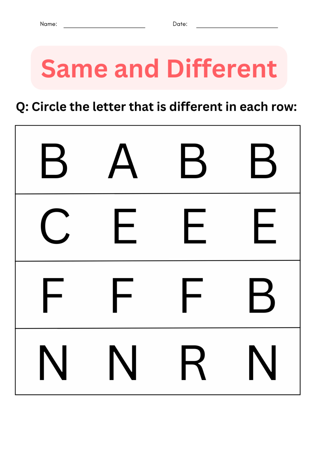 printable same and different worksheets for kindergarten | Made By Teachers