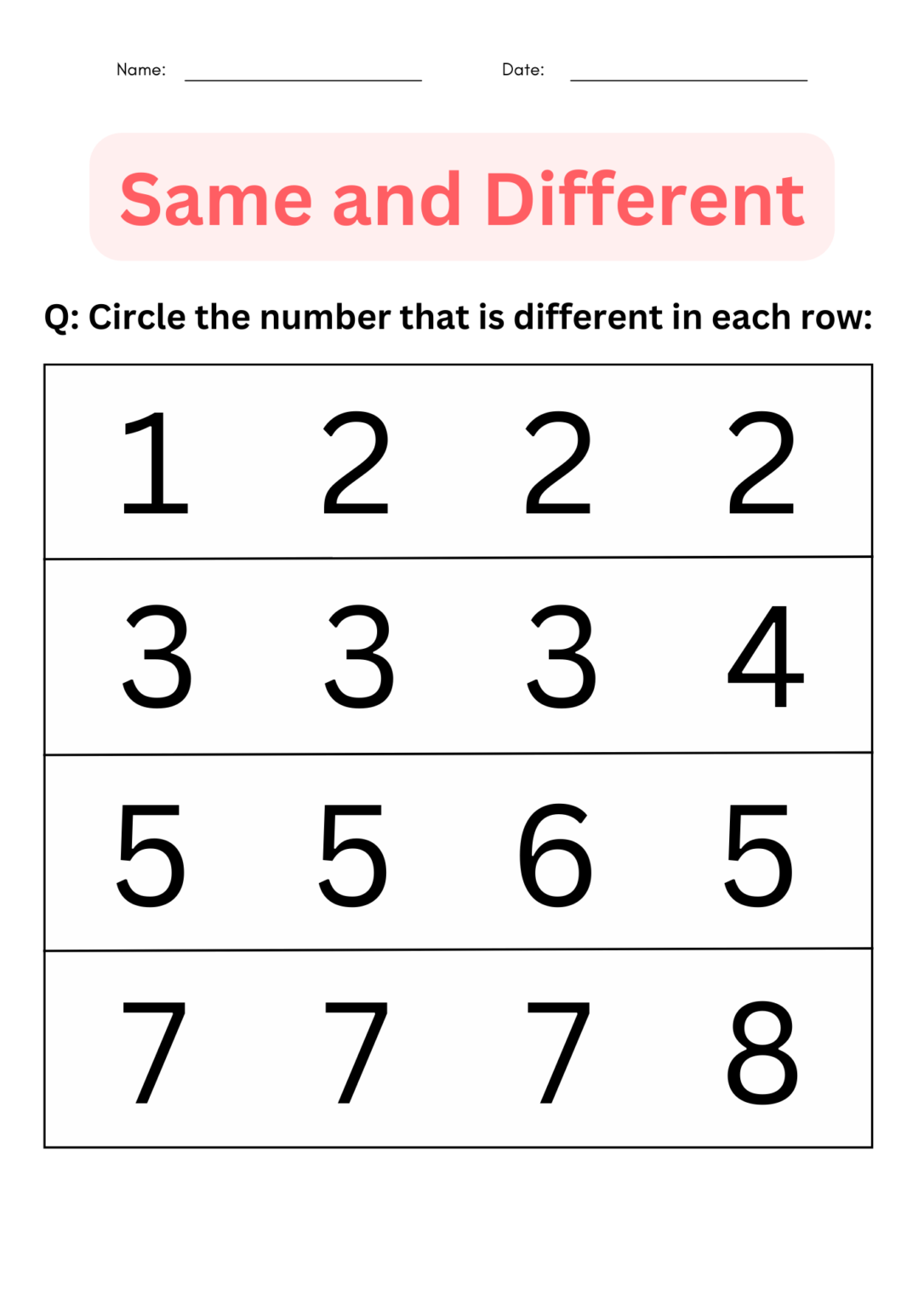 printable same and different worksheets for kindergarten | Made By Teachers