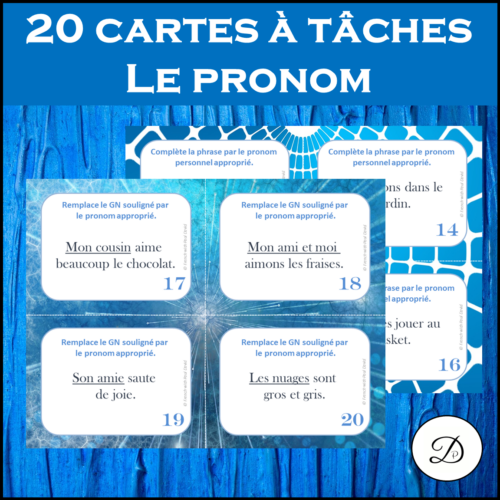 20 cartes à tâches - Le pronom / FRENCH GRAMMAR TASK CARDS | Made By ...