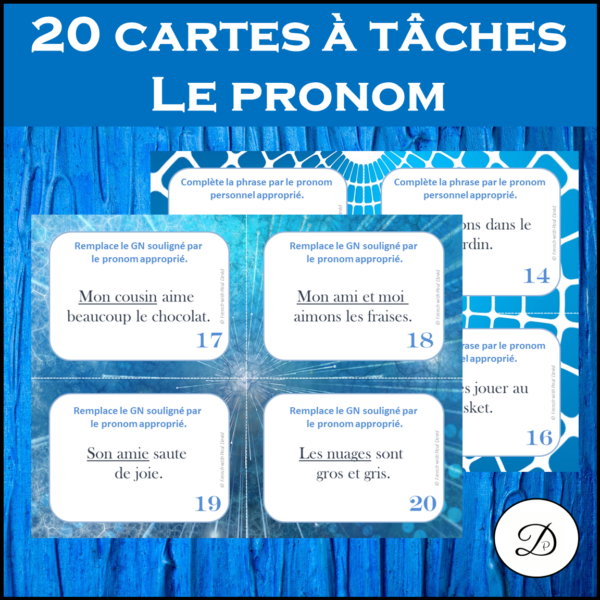 20 cartes à tâches - Le pronom / FRENCH GRAMMAR TASK CARDS | Made By ...