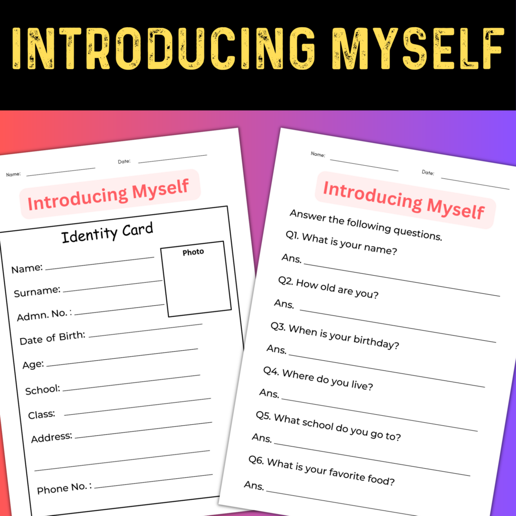 All About Me - printable Introducing Myself worksheet for grade 1, 2, 3 ... All About Me - printable Introducing Myself worksheet for grade 1, 2, 3 ...