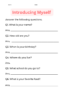 All About Me - printable Introducing Myself worksheet for grade 1, 2, 3 ...