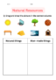 printable natural resources - Natural and Man-made worksheets for grade ...
