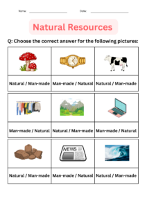 printable natural resources - Natural and Man-made worksheets for grade ...