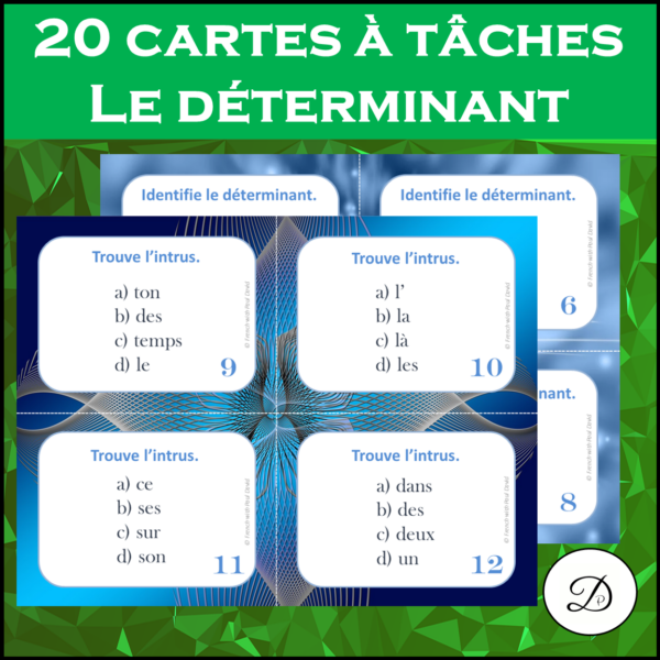 20 cartes à tâches - Le déterminant / FRENCH GRAMMAR TASK CARDS | Made ...