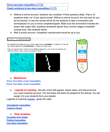 Complete Online Distance Learning 7th Math Linear Inequalities 7.A.3.2 ...