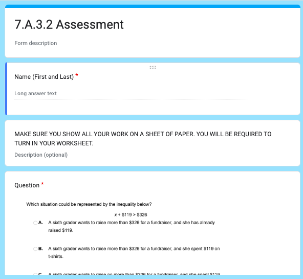 Complete Online Distance Learning 7th Math Linear Inequalities 7.A.3.2 ...