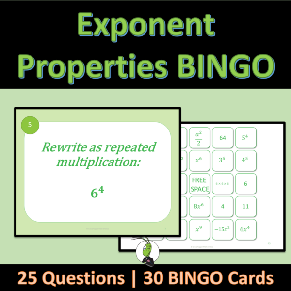 Exponent Rules BINGO Task Cards Algebra 1 Game | Made By Teachers
