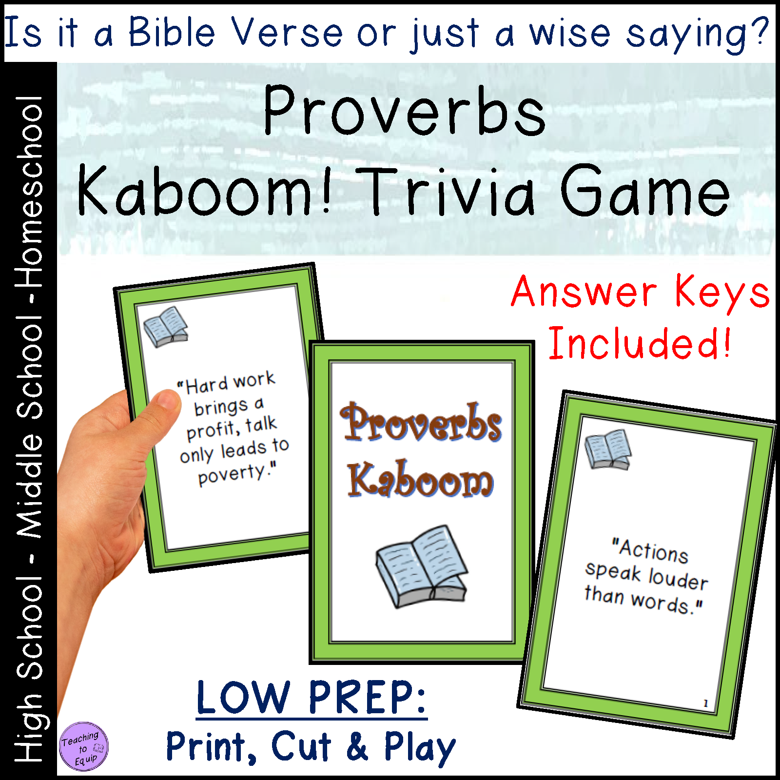 Proverbs Bible or Wise Saying Trivia Game | Made By Teachers