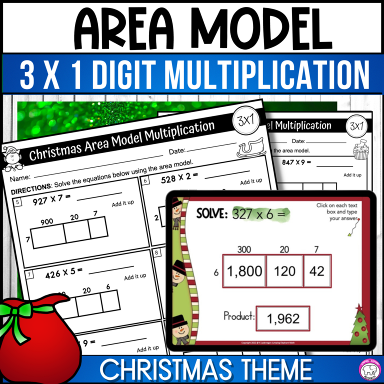 Christmas 3 Digit by 1 Digit Multiplication Area Model Google and ...