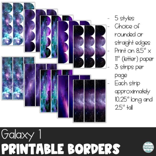 Galaxy Bulletin Board Border - Printable Classroom Decor - Space Theme ...