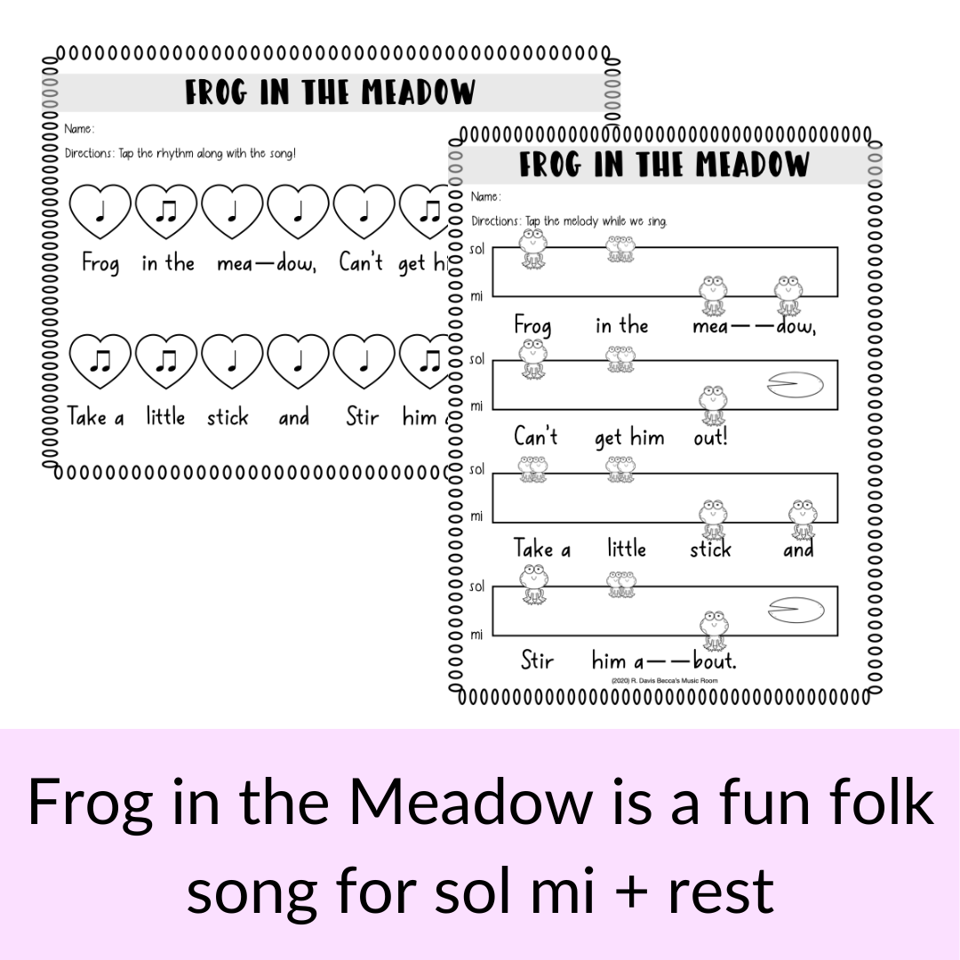 Frog in the Meadow Printables // Song Worksheets for Sol Mi + Rest for ...