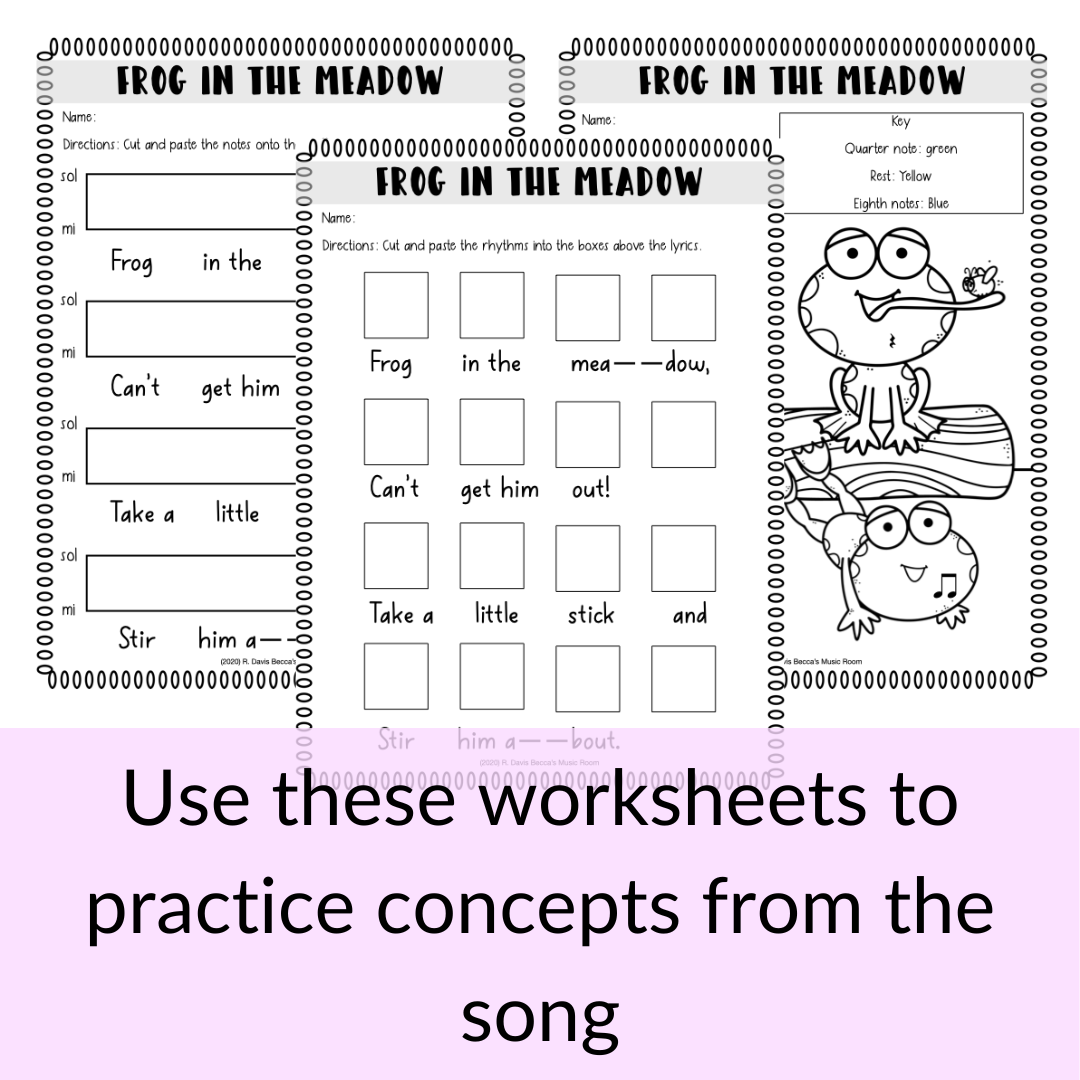 Frog in the Meadow Printables // Song Worksheets for Sol Mi + Rest for ...