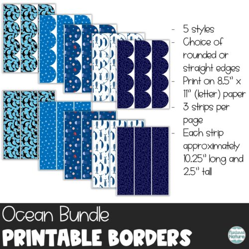 Ocean Bulletin Board Border Bundle - Printable Classroom Decor – Whales ...