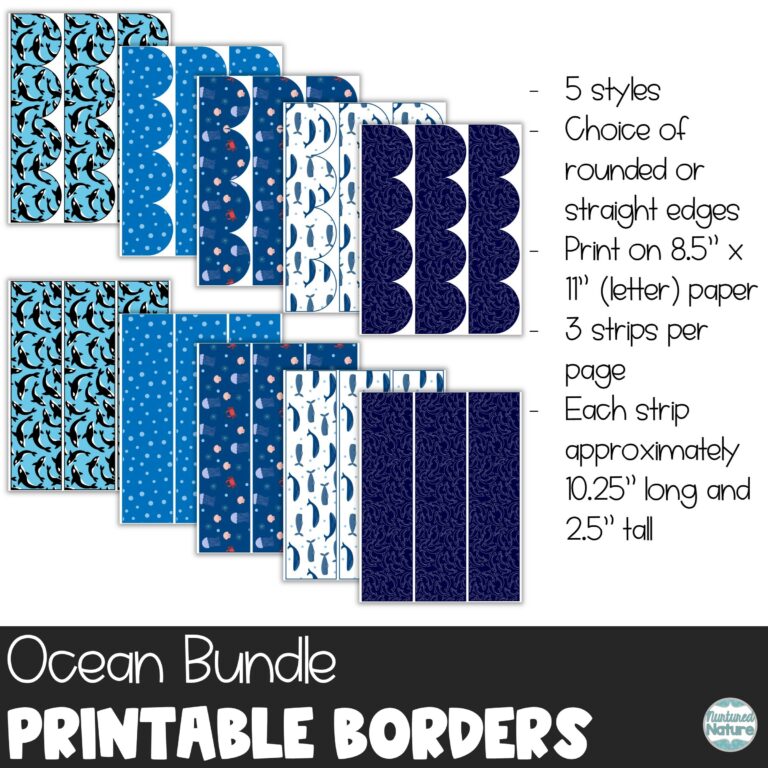 Ocean Bulletin Board Border Bundle - Printable Classroom Decor – Whales ...