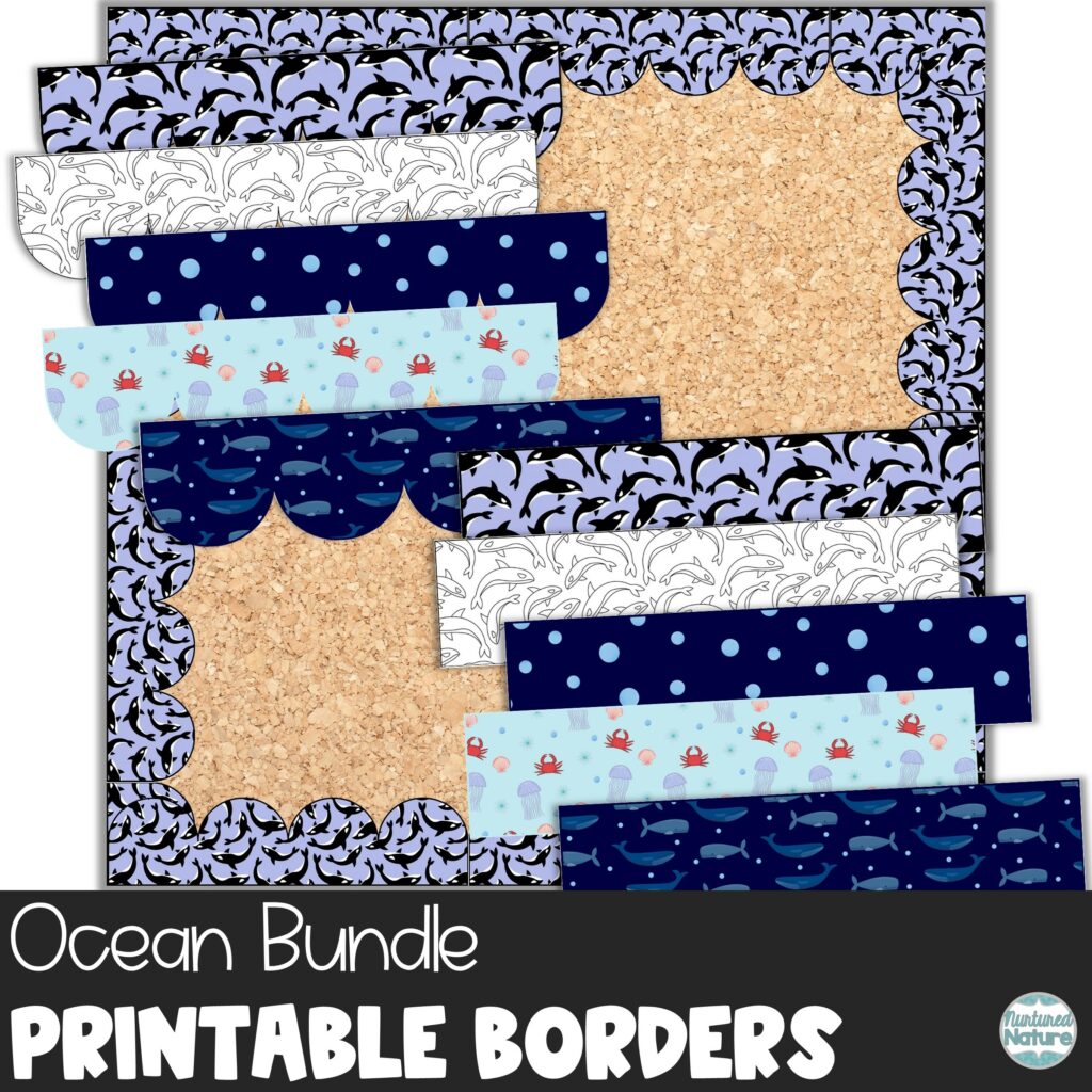 Ocean Bulletin Board Border Bundle - Printable Classroom Decor – Whales ...