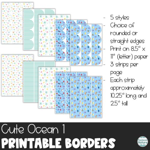 Cute Ocean Bulletin Board Border - Printable Classroom Decor – Coral ...