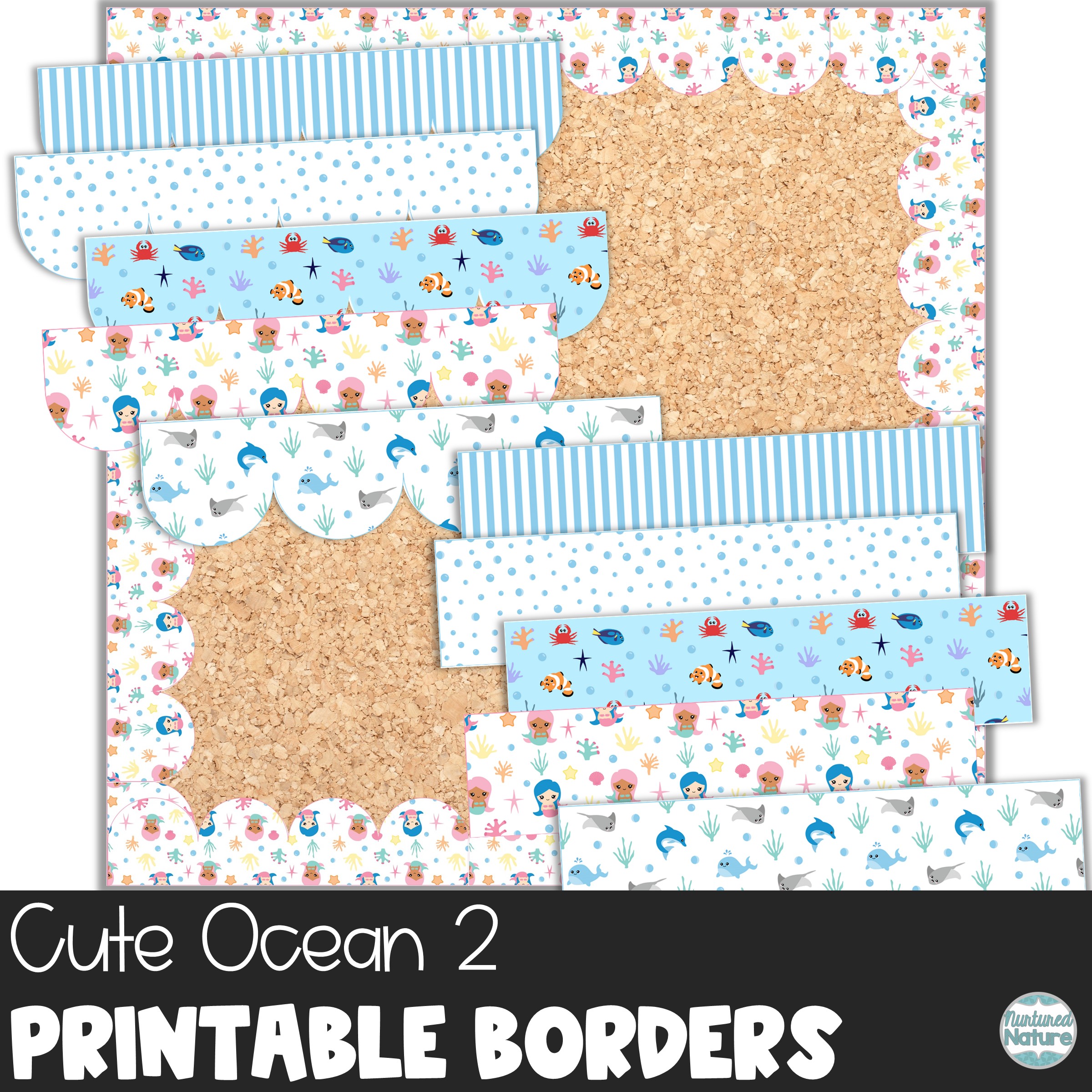 Cute Ocean Bulletin Board Border 2 - Printable Classroom Decor – Coral ...