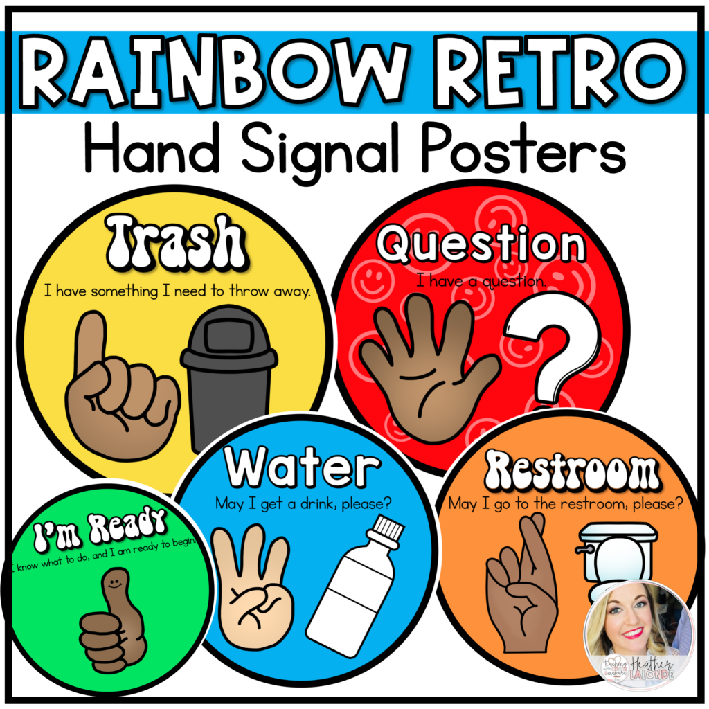 Rainbow Retro Hand Signal Posters | Made By Teachers