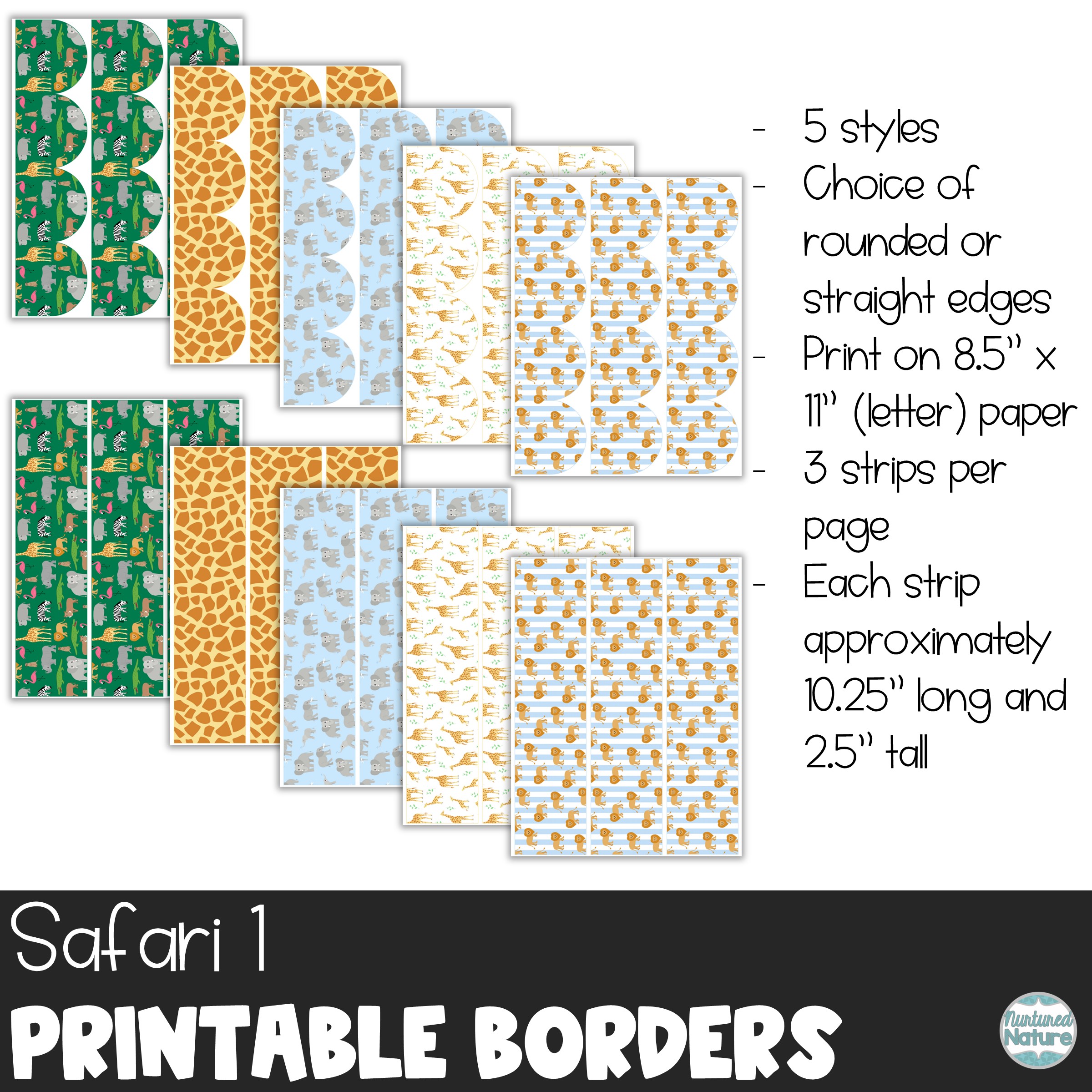 Safari Bulletin Board Border - Printable Classroom Decor - Giraffe ...