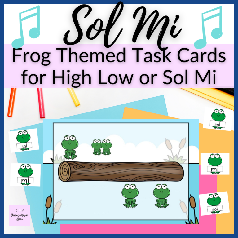 Frog Themed Sol Mi Task Cards + Frog Manipulatives for High and Low for ...
