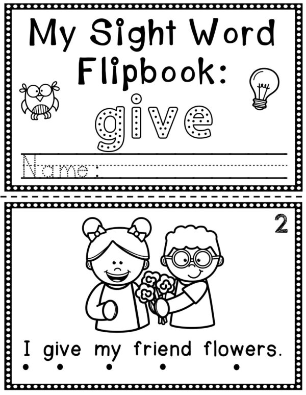 Sight Word Flip Book (Flipbook) - GIVE | Made By Teachers