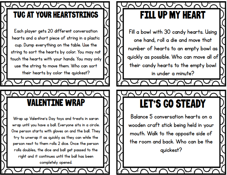 Valentine's Day Minute To Win It Challenges - TASK CARDS AND DISPLAY ...