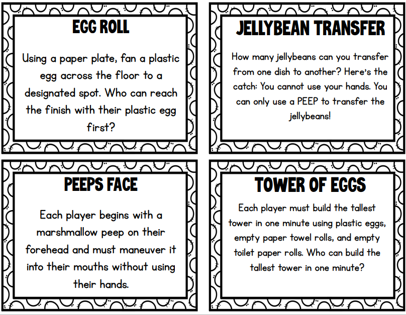 Easter Minute To Win It Challenges - TASK CARDS AND DISPLAY CARDS ...