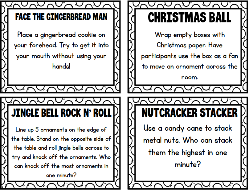 Winter Christmas Minute To Win It Challenges - TASK CARDS AND DISPLAY ...
