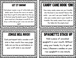 Winter Christmas Minute To Win It Challenges - TASK CARDS AND DISPLAY ...